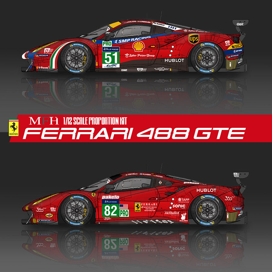 1/12 Model Factory Hiro MFH Ferrari 488 GTE LM 24Hrs Proportion Model ...