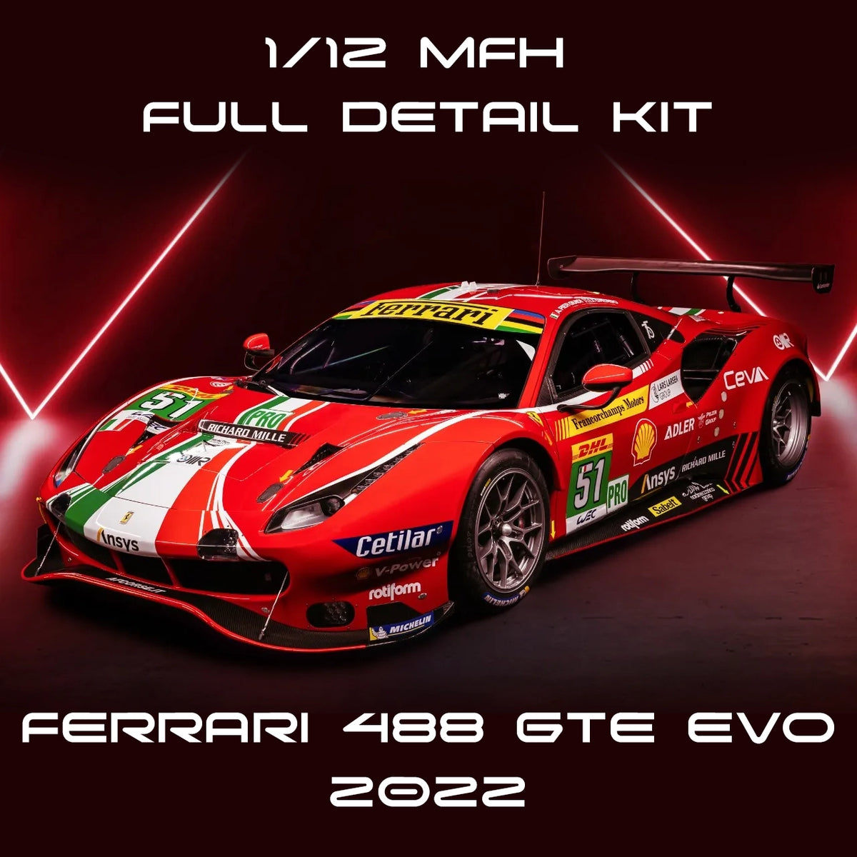 1/12 Model Factory Hiro MFH Ferrari 488 GTE Evo 2022 Proportion Model – ABSOLUTMODELING
